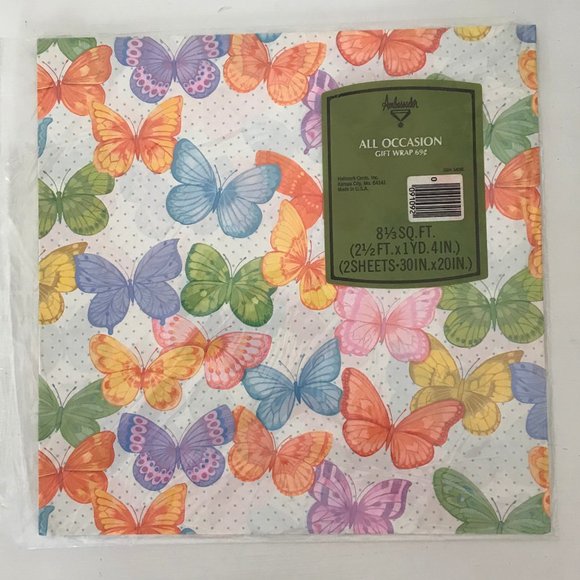 Hallmark Ambassador | Party Supplies | Vintage Butterfly Gift Wrap In ...